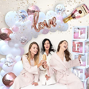 198 PC Bridal Shower Decorations Kit - Includes Balloon Arch & Boxes, A-Z Letters & More - Ideal for Rose Gold White Bachelorette Party, Engagement and Pink Wedding Shower