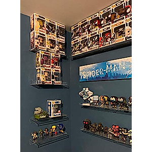 Cq acrylic 4 Pack Clear Acrylic Floating Wall Ledge Shelf,15" Invisible Wall Mounted Nursery Kids Floating Bookshelf for Kids Room,U Modern Picture Ledge Display Toy Storage Wall Shelf,Clear