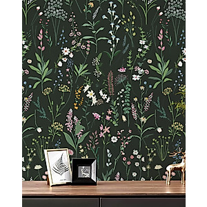 JiffDiff Floral Wallpaper Peel and Stick Dark Farm Wildwood Self Adhesive Wallpaper for Home Bedroom Cabinets Thicken 17.71"x118"