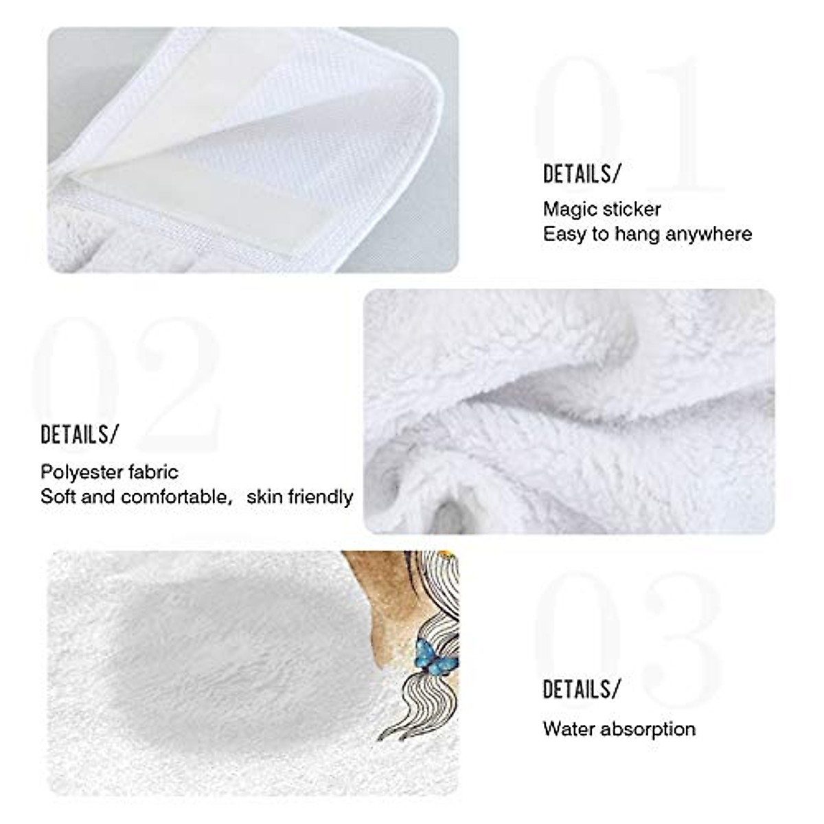 Alaza Brown Horse and Butterfly Kitchen Towels Tea Towels Dish Towels with Hanging Loop 2 Pack