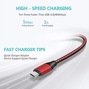 TPLTECH Charger Cord for Xbox One Controller Nylon-Braided Controller USB Cable Durable Android Micro USB 2.0 Cable Compatible with Xbox One Controller Charger Cord 2Pack 10FT