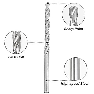 Saipe 9PCS 150-200mm Extra Long Twist Drill Bits Set Round Straight Shank Tool Sets, Lengthened High Speed Steel Twist Drill Set Tool for Wood Plastic and Aluminum(2-10mm OD)
