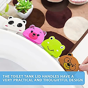 VIKROM 4Pcs Toilet Seat Lid Lifter Tool Toilet Seat Lifter Handles for Toilet Seat Cover Adhesive Handle Avoid Touch Tool Toilet Seat Handles - Self Adhesive Toilet Seat Handle Lifter Toilet Tool
