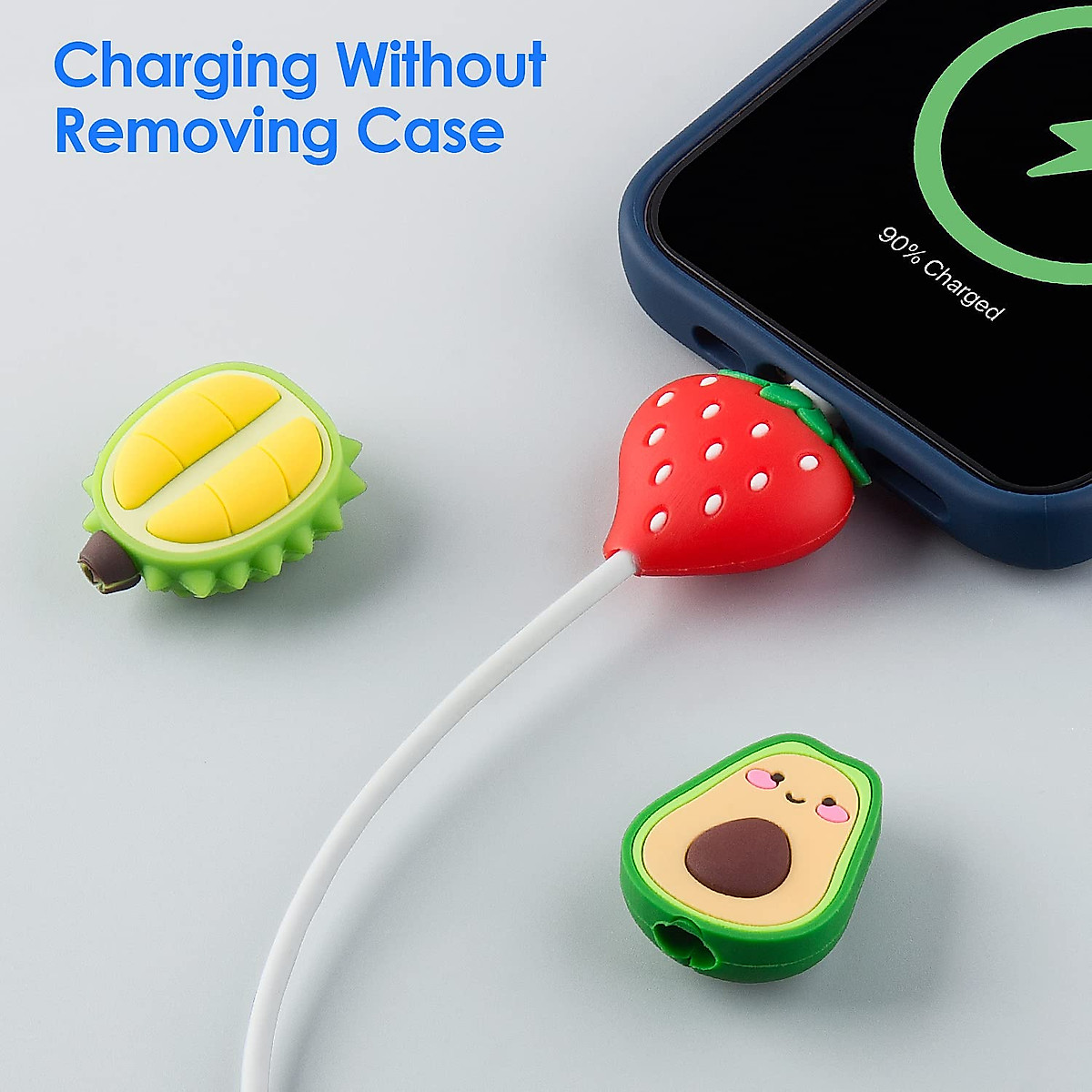 SUNGUY Cute Animal Bite Cable Protector for iPhone iPad Charger, 5 Pack USB Cable Protector, Charging Cord Protector, Cable Chomper, Fruit USB Charger Saver