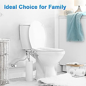 Bidet Toilet Seat Elongated,Non-Electric Bidet Seat,Toilet Water Spray,Bidet Attachment for Toilet Dual Nozzle with Self Cleaning, Adjustable Water Pressure, White - Slow Close Toilet Cover