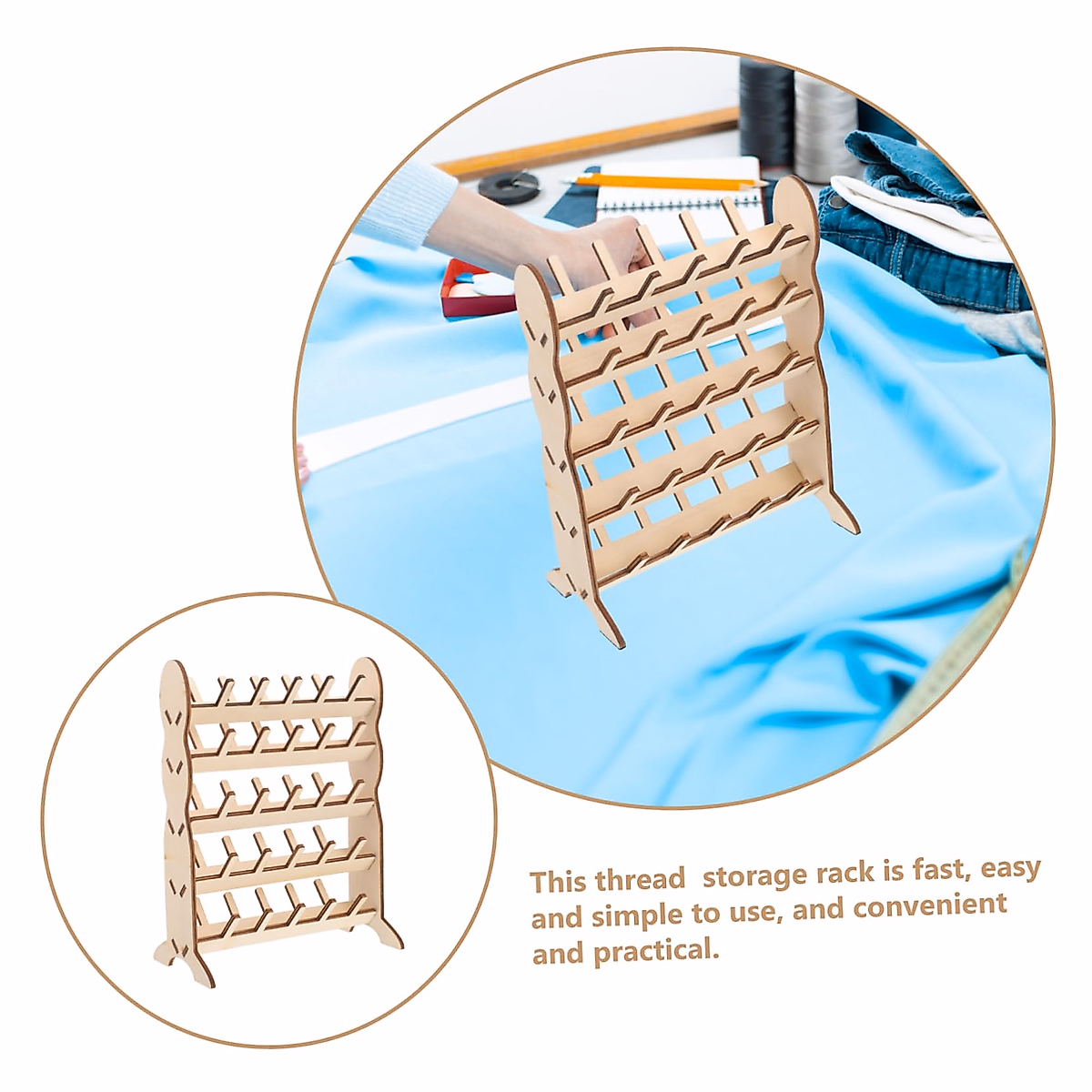 EXCEART Spool Stand Display Shelves Display Shelf Spool Holder Storage Stand for Spool Thread Holders for Spools of Thread Desktop Thread Holder Wooden Sewing Thread Line Regiment