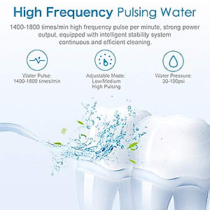 TUREWELL Water Flosser for Teeth, Portable Oral Irrigator with 3 Modes 6 Jets, IPX7 Waterproof USB Rechargeable Water Teeth Cleaner, waterpick for Travel&Home