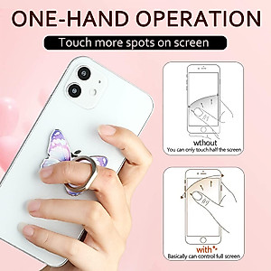 LSL Cute Butterfly Cell Phone Ring Holder 360°Rotation Metal Finger Stand Kickstand Universal Compatible with iPhone Samsung Galaxy LG Google Pixel iPad Three Pack Green Pink Purple Pretty Butterfly
