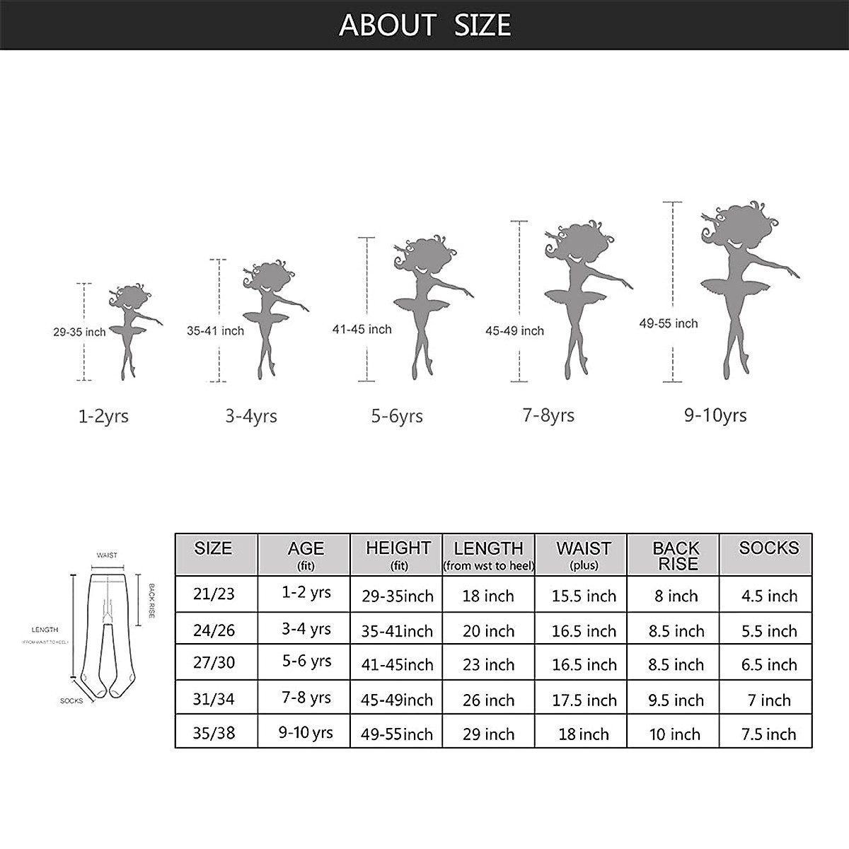 Petrass Girls Tights Toddler Cable Knit Cotton Footed Seamless Dance Ballet Baby Girls' Leggings 3 Pack Black/Ivory/Grey 7-8Y