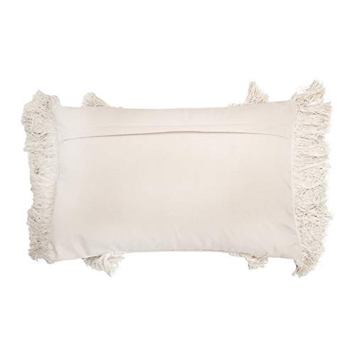 Creative Co-Op Creative Co-Op Cotton and Chenille Woven Lumbar Pillow with Fringe, Cream
