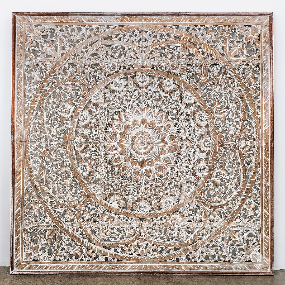 King Wood Headboard Rustic | Carved Full Headboard Only | Wooden Headboard Full Size Bed | Wall Mount Headboard King | Full Bed Headboard Panels (Manusa Antic, Cal King)