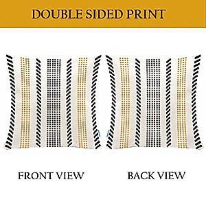 Neutral Beige Aesthetic Farmhouse Throw Pillow Covers Classic Striped Decorative Outdoor Waterproof Pillows Case,18x18 Inch Square Cushion Cover for Garden Patio Furniture Couch Tent Park Set of 2