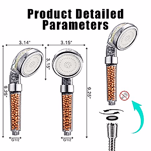 AmasSmile® LED Shower Head with Hose and Bracket - Color Changes with Water Temperature Filter Filtration High Pressure Water Saving Handheld Showerheads for Dry Skin & Hair