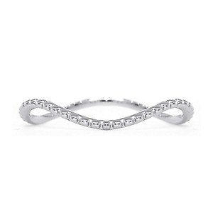 Stackable Curvy Beads Band, 1mm Wide in 18k White Gold Size 6