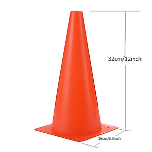 12 Inch Traffic Training Sports Cones, [10 Pack] Orange Safety Cones, Soccer Basketball Cones for Drills, Plastic Marker Cones for Indoor/Outdoor Activity & Festive Events