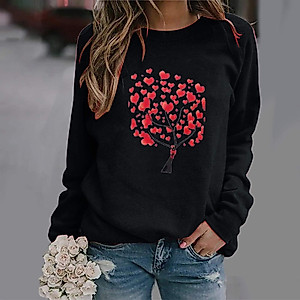 Sleeve Long Tops Casual Blouse Women Shirt Printing Pullover O-Neck,lighting deals,online shopping prime, fashion deals,warehouse deals clearance open box under 20 Black