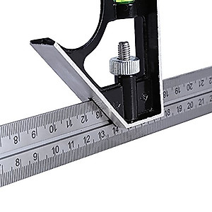 Combination Square 300mm 12-Inch Heavy Duty Professional Inch/Metric Stainless Steel Level & Tool,Metal-Body Carpenter's Tool,12" (Combination Square)