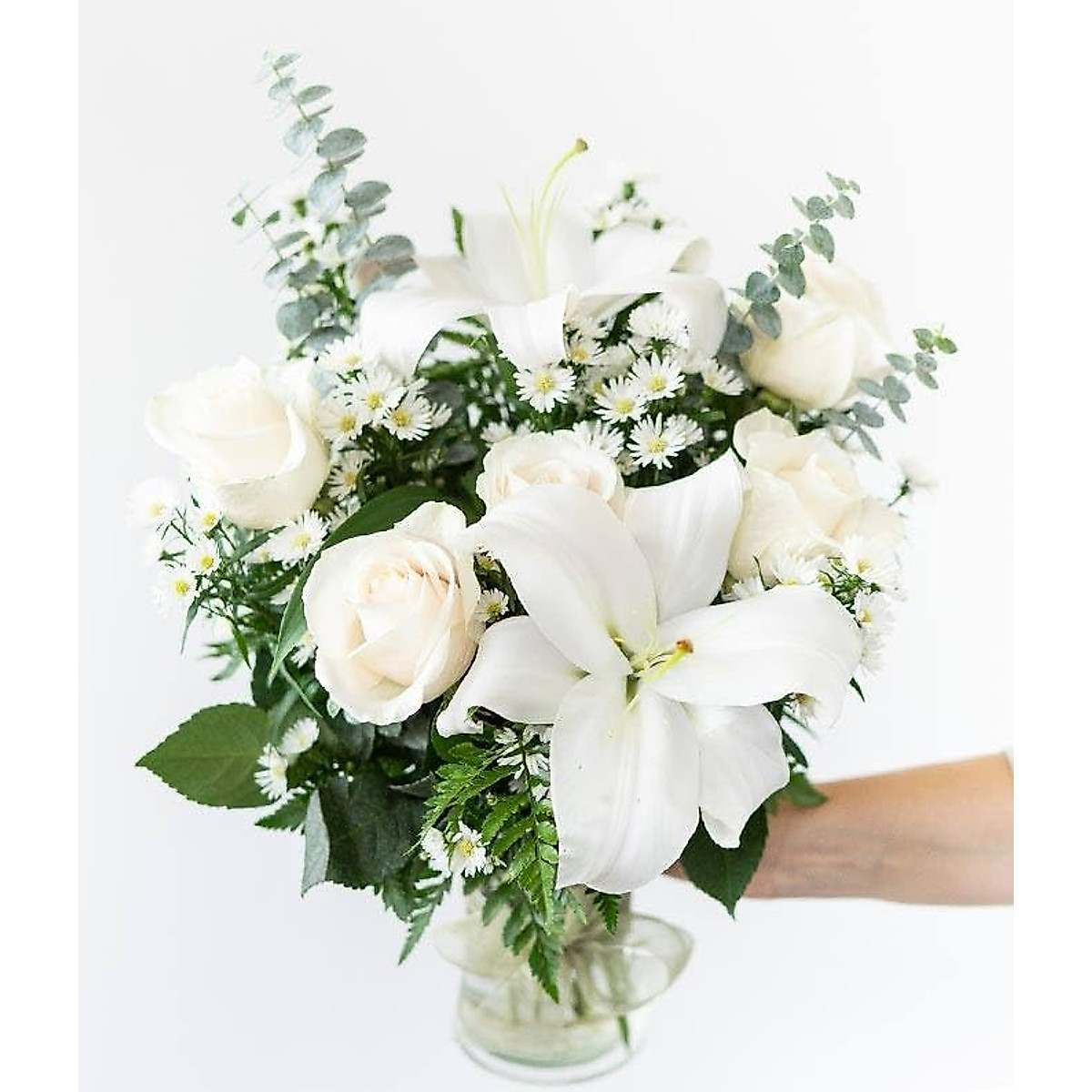 From You Flowers - With All Our Sympathy Lily Arrangement with Glass Vase (Fresh Flowers) Birthday, Anniversary, Get Well, Sympathy, Congratulations, Thank You