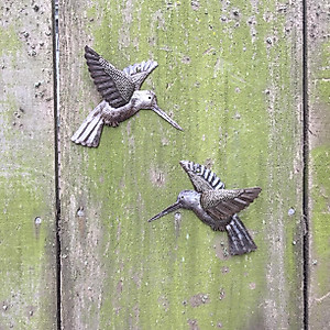 Hummingbirds, Set of 2, Nature Inspired Small Wall Hanging Ornamental Birds, Fall Garden Home Decorations, Good Luck Accent Plaques, Handmade in Haiti 6 x 5.5 Inches