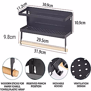 COSWE Magnetic Paper Towel Holder, Fridge Organizer, Magnetic Spice Rack for Refrigerator, Wall Mount Storage Organizer Shelf for Kitchen Bathroom