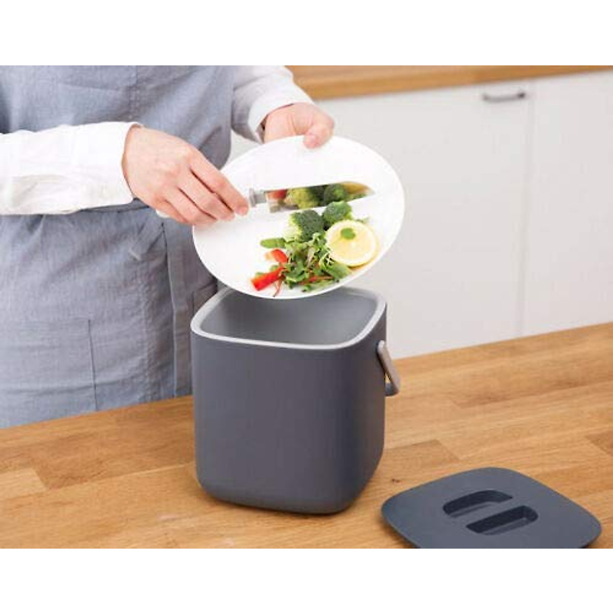 Litem Food Waste Basket Bin W/Handle 2.6L (Dark Gray)