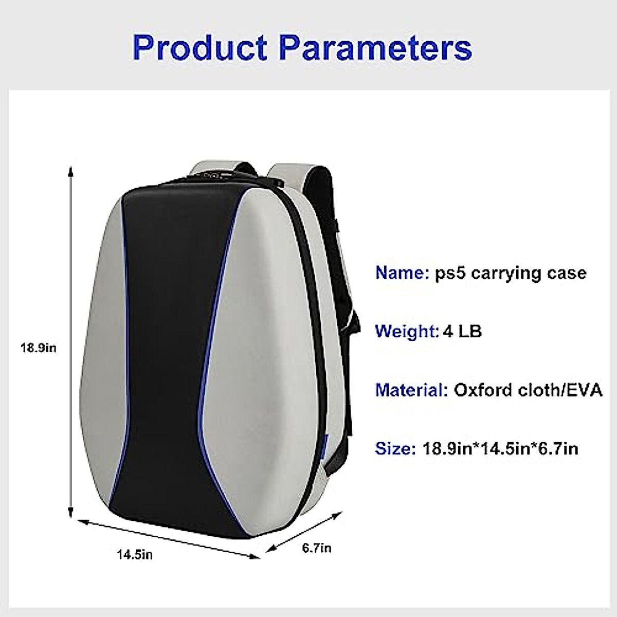 JYBRACE PS5 Case with Hard Shell, Play-Station 5 Travel Case, PS5 Protective backpack Holds Console, Controllers, Base and Accessories, Shockproof, Waterproof and Scratchproof