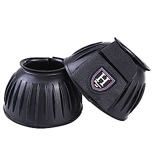 Harrison Howard Essential Rubber Bell Boots Touch-Close Overreach Boots Sold in Pairs Black Large