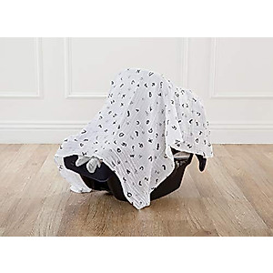 American Baby Company 100% Natural Cotton Muslin Swaddle Blanket, Gray Stars/Moon, 47" x 47", Soft Breathable, for Boys and Girls