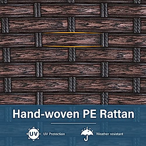 MIXPATIO Outdoor Patio Dining Set 7 Pcs, 6 Rattan C-Spring Motion Chairs with Padded Removable Sponge Cushion & Metal Dining Table, Patio Furniture Set for Lawn, Garden, Yards, Poolside