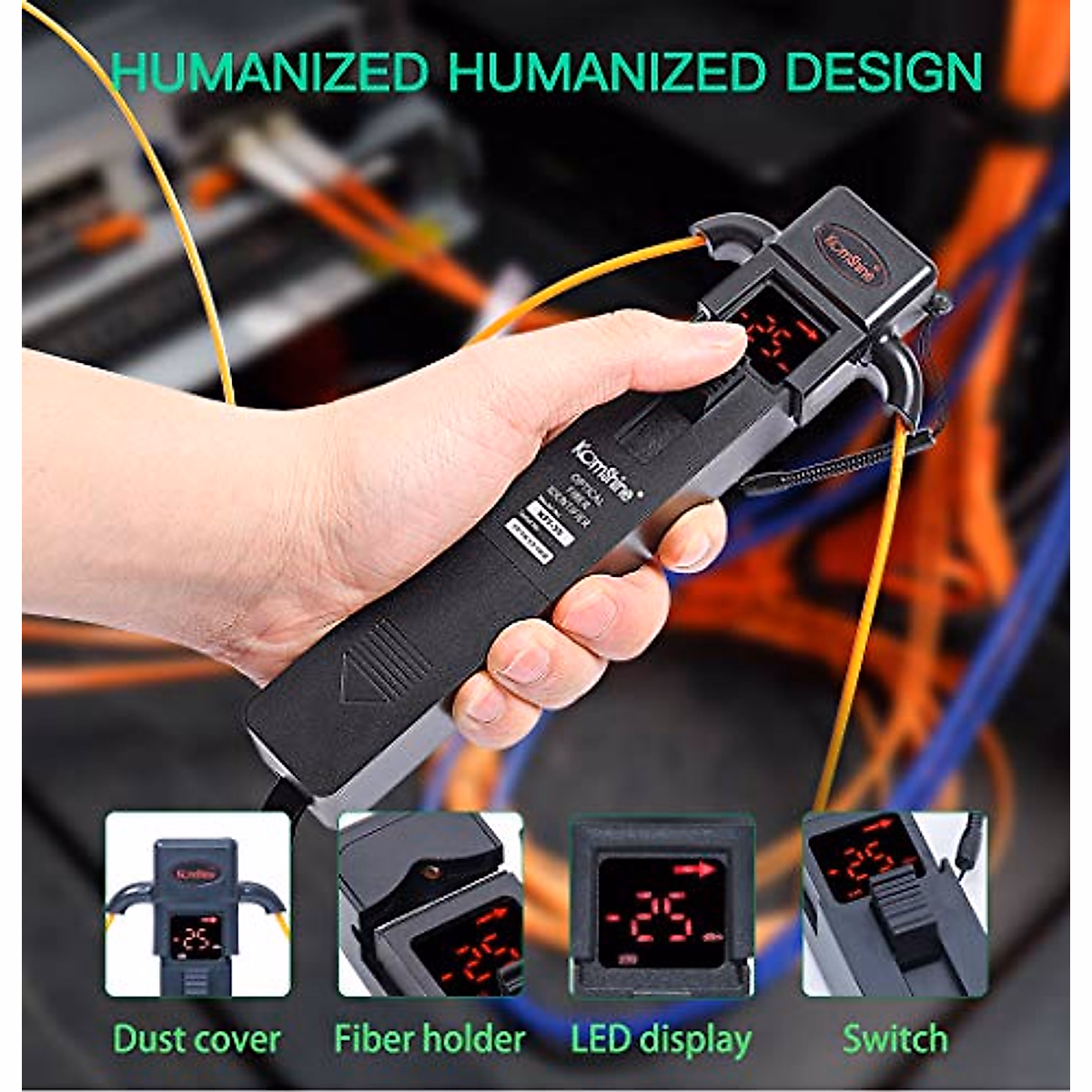 Metal Material Komshine KFI-35 Fiber Optic Identifier Break Checker Get Fast 800-1700nm with 4 Adapters