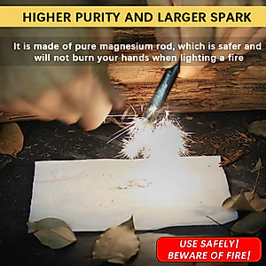 Fire Starter (2-Pack) for Emergency Survival Kits, Camping, Hiking, All-Weather Magnesium Ferro Rod Survival Igniter with Neck Lanyard & Multi-Tool Striker