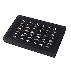 Pangkeep Ring Holder Display Tray Jewelry Organizer Stands for Selling Rings Earrings Show (Black)