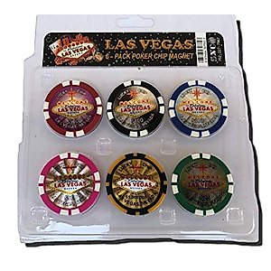 Las Vegas Poker Chip Refrigerator Magnets Set of 6