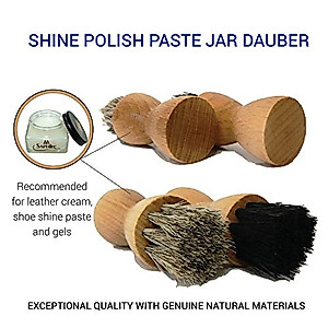 VALENTINO GAREMI Shoe Brush Cream Applicator Set | Shine Polish Paste Jar Dauber | Horse Hair | Made in Germany