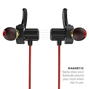 phaiser BHS-790 Bluetooth Headphones with Dual Graphene Drivers and Bluetooth Sport Headset with Mic - Wireless Earbuds for Running - Sweatproof, Redheat