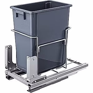 YITAHOME 37 Quart Pull-Out Trash Can Recycling Bin, Sliding Under Mount Kitchen Waste Garbage Container with Soft-Close Slides, Gray