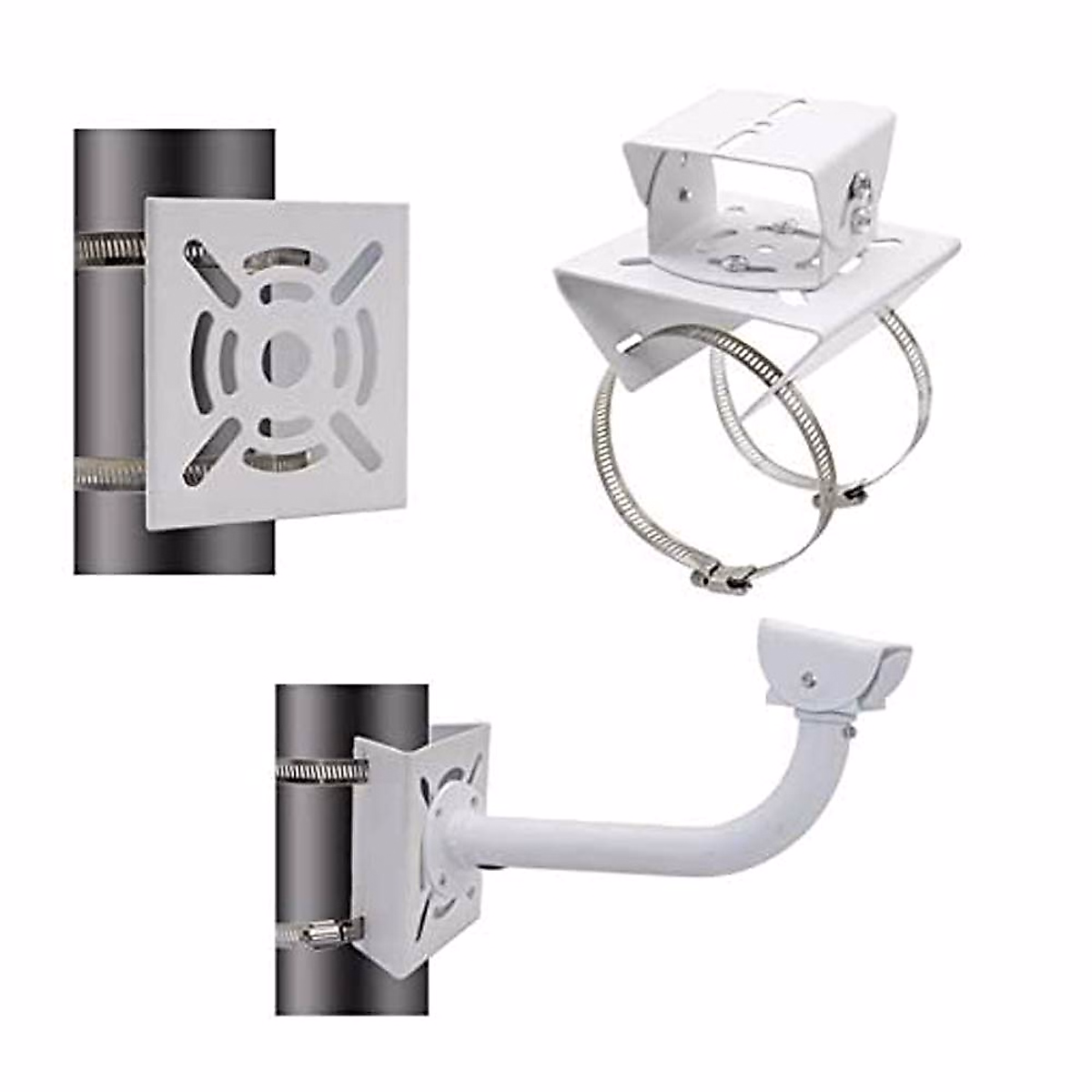 Fox Baby Universal Vertical Pole Mounting Bracket for CCTV Security Camera PTZ Dome, Wall Mounting Loop Bracket with 8 Loops (2 Pcs)