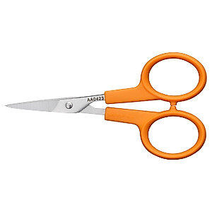 Fiskars Orange-Handled Straight Detail Scissors, Stainless Steel Blades, Ambidextrous Double-loop Handle