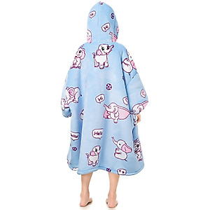 Narecte Kids Blanket Hoodie Kids Hoodie Blanket Kids Wearable Blanket Kids,Wearable Blanket,Oversized Sweatshirt Birthday Gifts for Teen Girl Year Old Boy Gift Ideas Elephant for Teen Kids