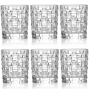 Dicunoy 6 Pack Juice Drinking Glasses, 8 oz Water Glasses with Heavy Base, Crystal Small Beverage Cups for Soda, Water, Milk, Whisky, Beer, Cocktail