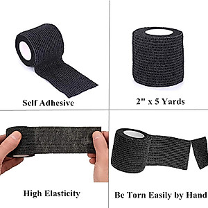 Tattoo Grip Tape - Yuelong 8Pcs Black Cohesive Tattoo Grip Wrap Tape Elastic Bandage Rolls Self-Adherent Tape for Tattoo Machine Grip Tube Accessories Sports Tape