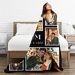 Easycosy Personalized Photo Blankets for Couples Gifts, Custom Picture Throw Blanket for Girlfriend Boyfriend Gifts, Anniversary Birthday 30"x40"