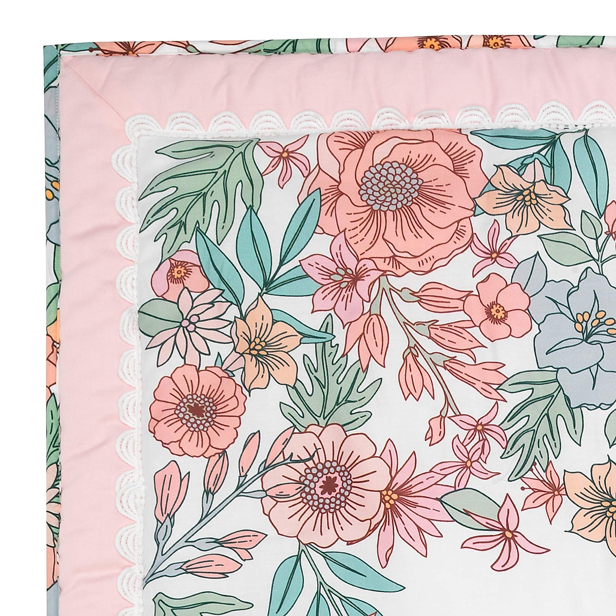 Lambs & Ivy Giraffe and a Half Pink/Gray 4-Piece Nursery Baby Crib Bedding Set