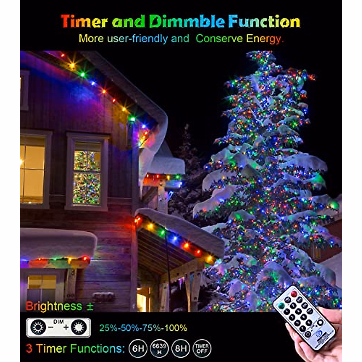 438FT Extra Long Christmas String Lights, 1200 LED Christmas Lights with Remote 8 Lighting Modes & Timer Memory Outdoor Waterproof Decorations for Home Xmas Tree Yard Wedding Party Decor (Multicolor)