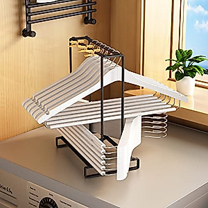 MISNODE Clothes Hanger Holder Hanger Organizer 7x6x11 inch Carbon Steel Hanger Storage Hanger Rack Hanger Caddy for Laundry Dry Cleaning Room
