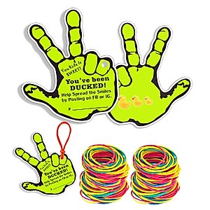 Duck Tags | You've Been Ducked Cards | 30 Pack Duck Duck Tag Duck Duck Ducking Game Card | 3.15 x 2.64 Victory Gesture Design with Hole and Twine