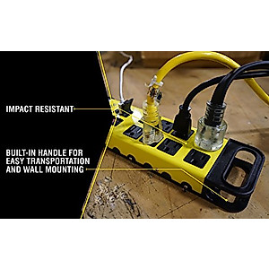 Yellow Jacket 5148 Modern 8-Outlet Metal Power Block with 2 USB Ports; Yellow