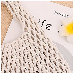 Naimo Straw Beach Bag Large Woven Rattan Shoulder Bag Fishing Net Handbag Cotton Rope Tote Summer Crochet Hobo Bag