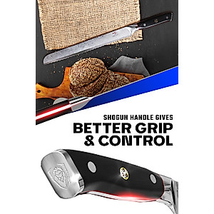 DALSTRONG Serrated Bread Knife - 10.25 inch - Shogun Series - Deli Bagel Knife - Damascus AUS-10V Japanese Super Steel - Bread Slicer Cutter Gift - Slicing Knife - Vacuum Treated - G10 Handle - Sheath