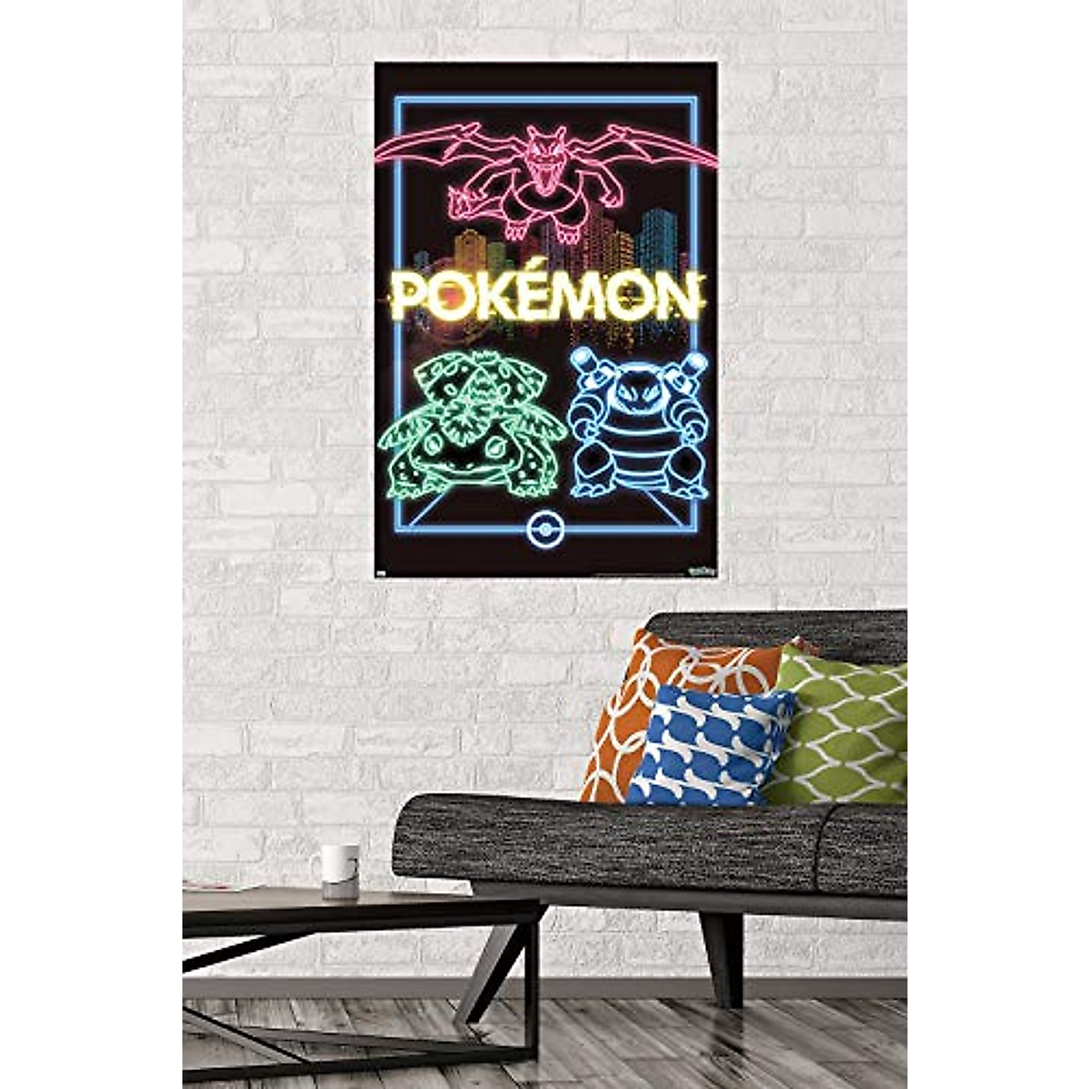 Trends International Pokémon - Neon Group Wall Poster, 22.375" x 34", Unframed Version